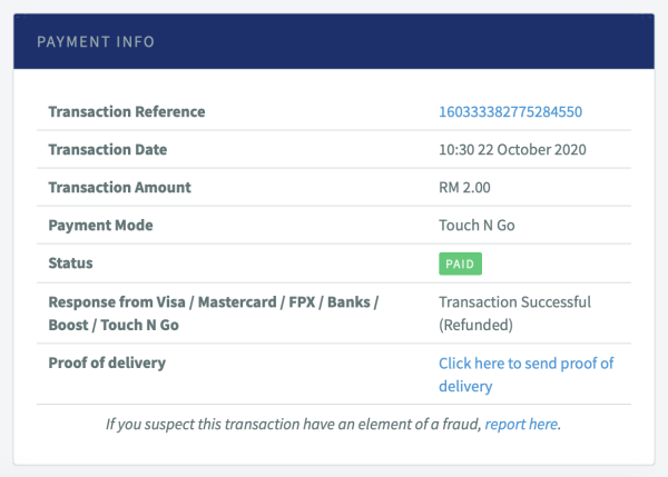 e-Wallet Transaction Refund